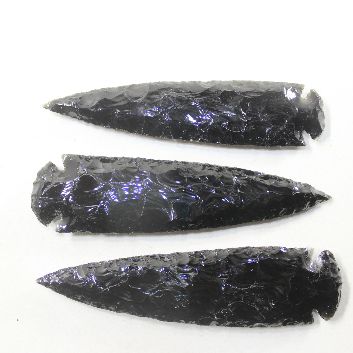 3 Obsidian Ornamental Spearheads #4942 Arrowhead – Primitive Inspired