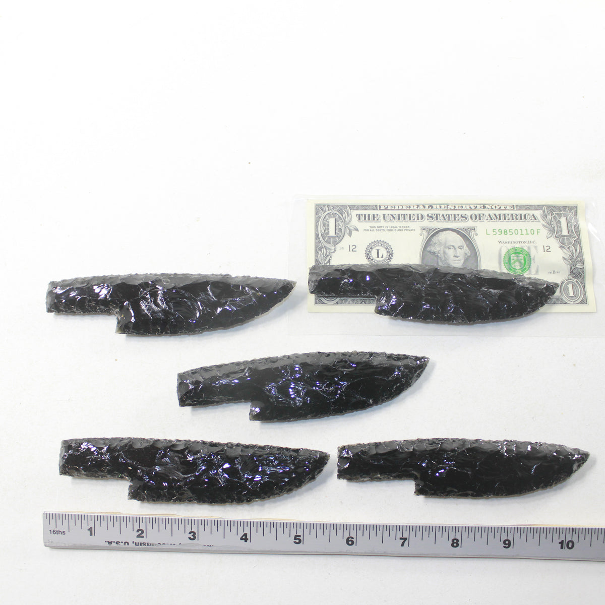 5 Obsidian Ornamental Knife Blades #813-1 Mountain Man Knife ...